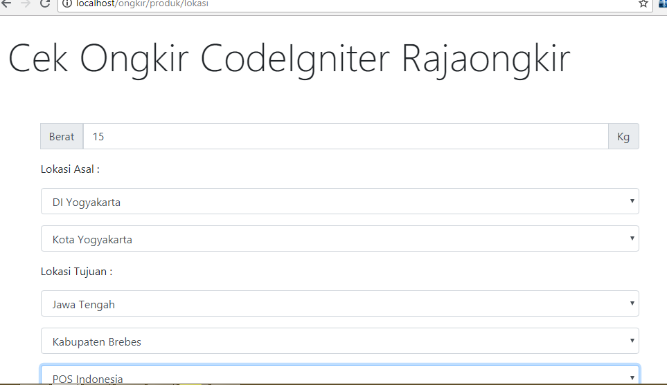 Tutorial cara menggunakan API RajaOngkir dengan CodeIgniter 3
