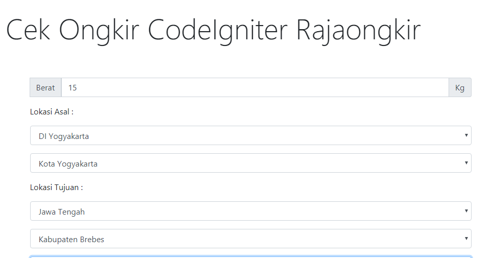 Tutorial cara menggunakan API RajaOngkir dengan CodeIgniter 3