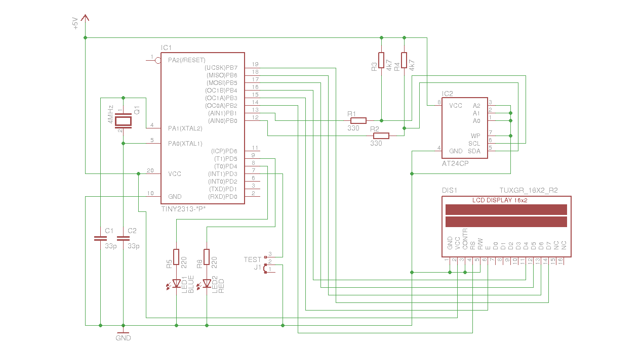 Programowanie AVR cz. 3: ATtiny2313, EEPROM AT24C04C i magistrala I2C ...