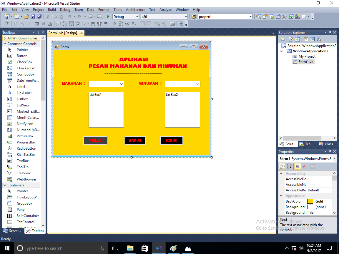 MEMBUAT APLIKASI PESAN MAKANAN / MINUMAN - VISUAL STUDIO - Sunda Code