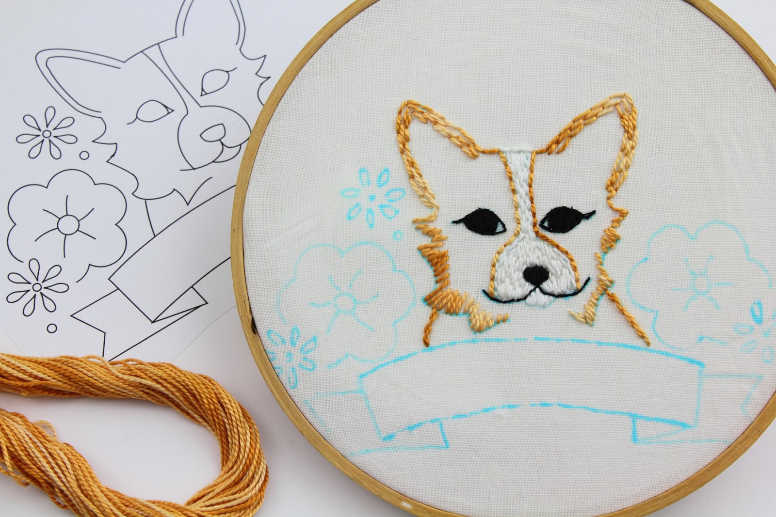 big B: Corgi Embroidery Design