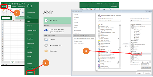 MOSTRAR LA PESTAÑA PROGRAMADOR EN EXCEL