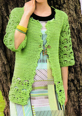 Beautiful pattern with crochet jacket on - Crochet Designs Free