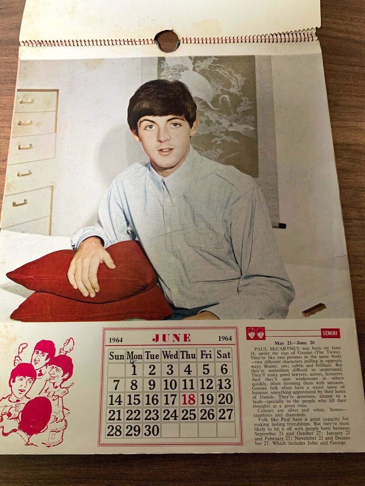Artifact: Official 1964 Beatles calendar, UK
