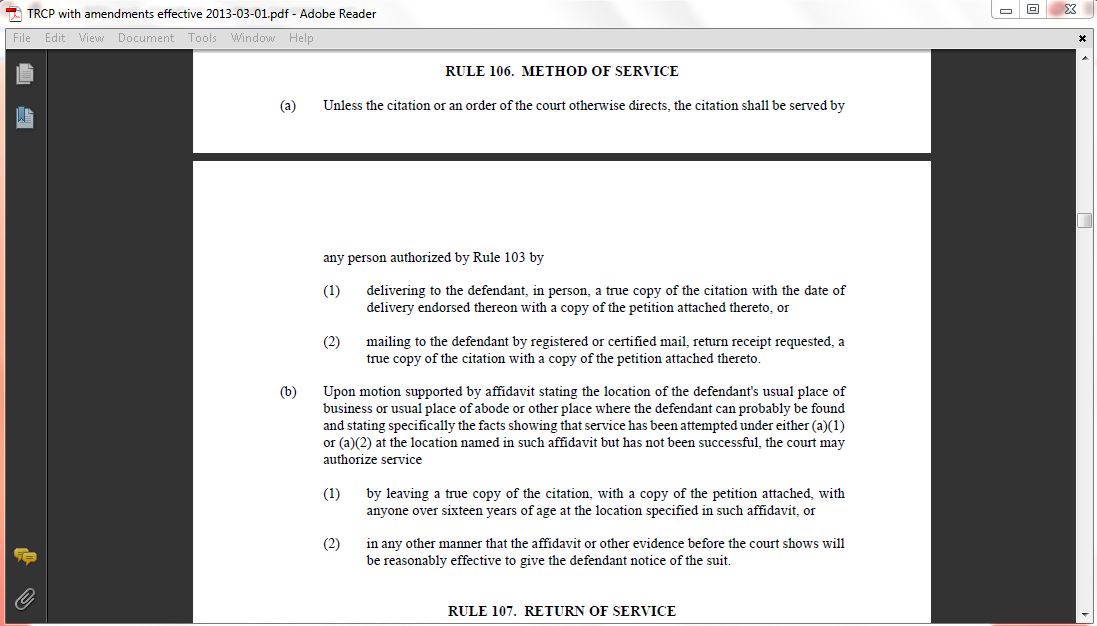 Consumer Debt Litigation (mostly Texas): Substituted Service as ...
