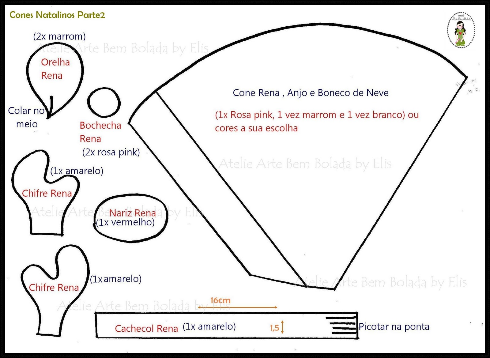 Lembrancinha - Cones de eva com moldes | Pra Gente Miúda