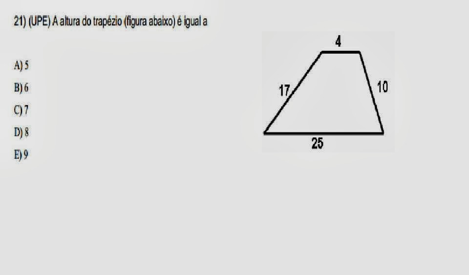 Educação Matematica: Encontre a altura do trapézio