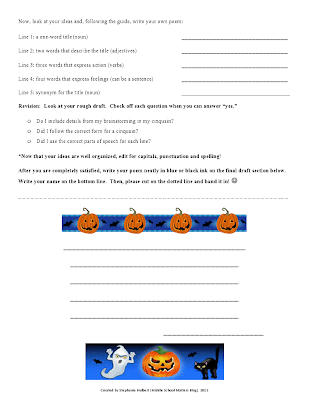Middle School Matters Blog: Halloween Cinquain