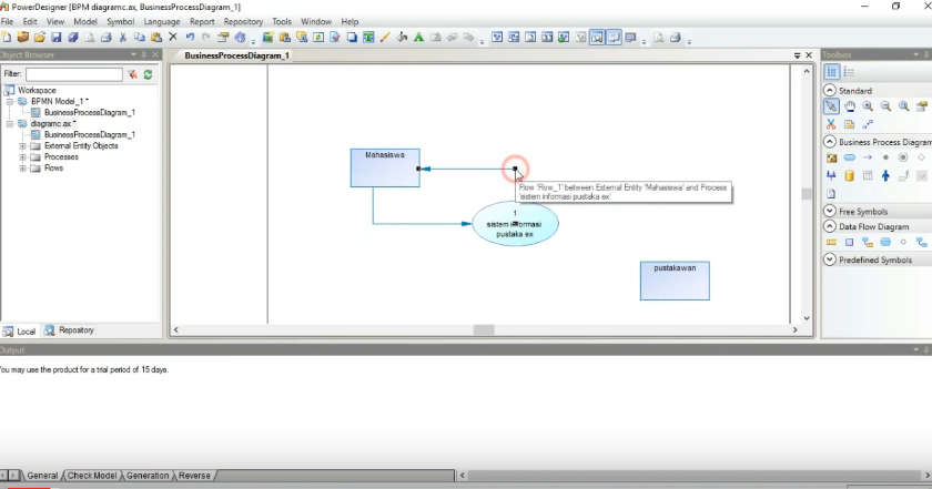 cara membuat data flow diagram menggunakan aplikasi Power designer ...