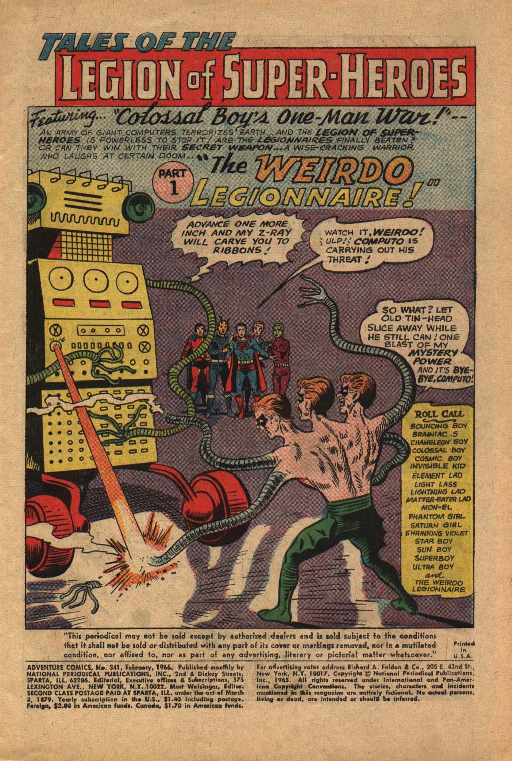 Days of Adventure: Adventure Comics # 341, February, 1966