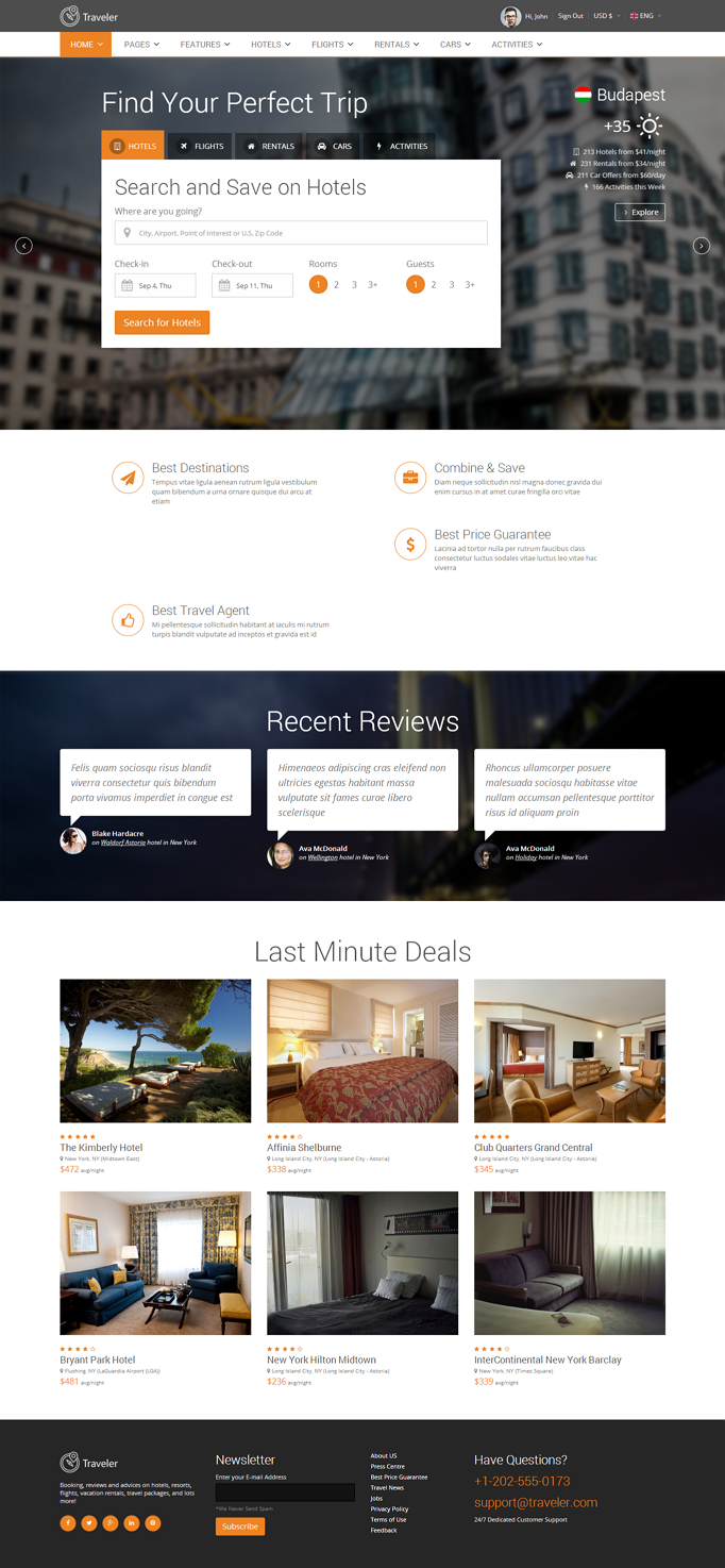 Traveler Multipurpose Booking Template - Download New Themes