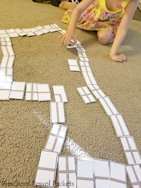 Train Track Card Game for Preschoolers | Preschool Powol Packets