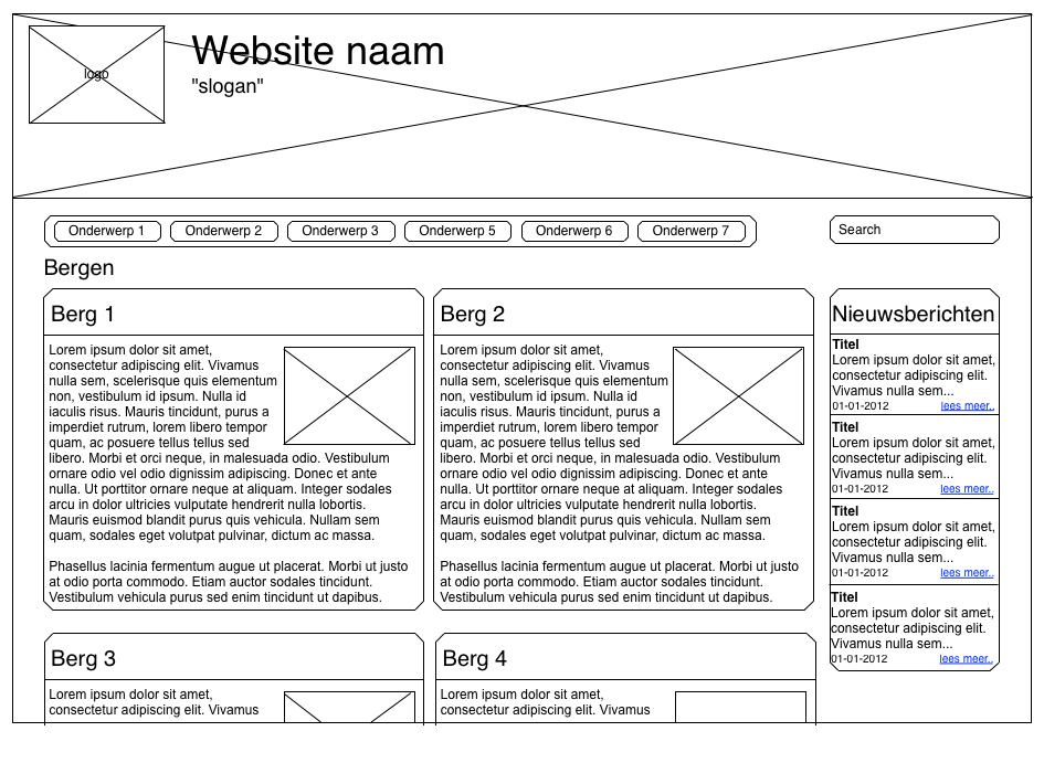Visual Interface Design: Functioneel ontwerp website (wireframes)