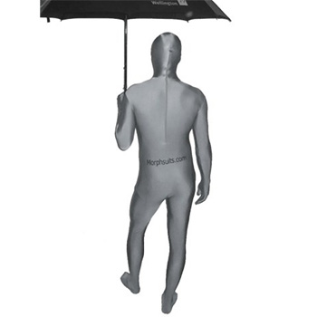 Metallic silver morphsuit with net eye visor - julumath