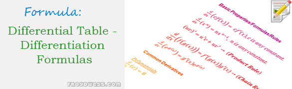 Differential Table - Differentiation Formulas