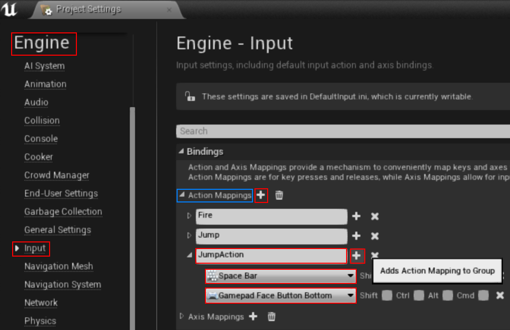 I touchs: Unreal: Players & Input > Input Mapping