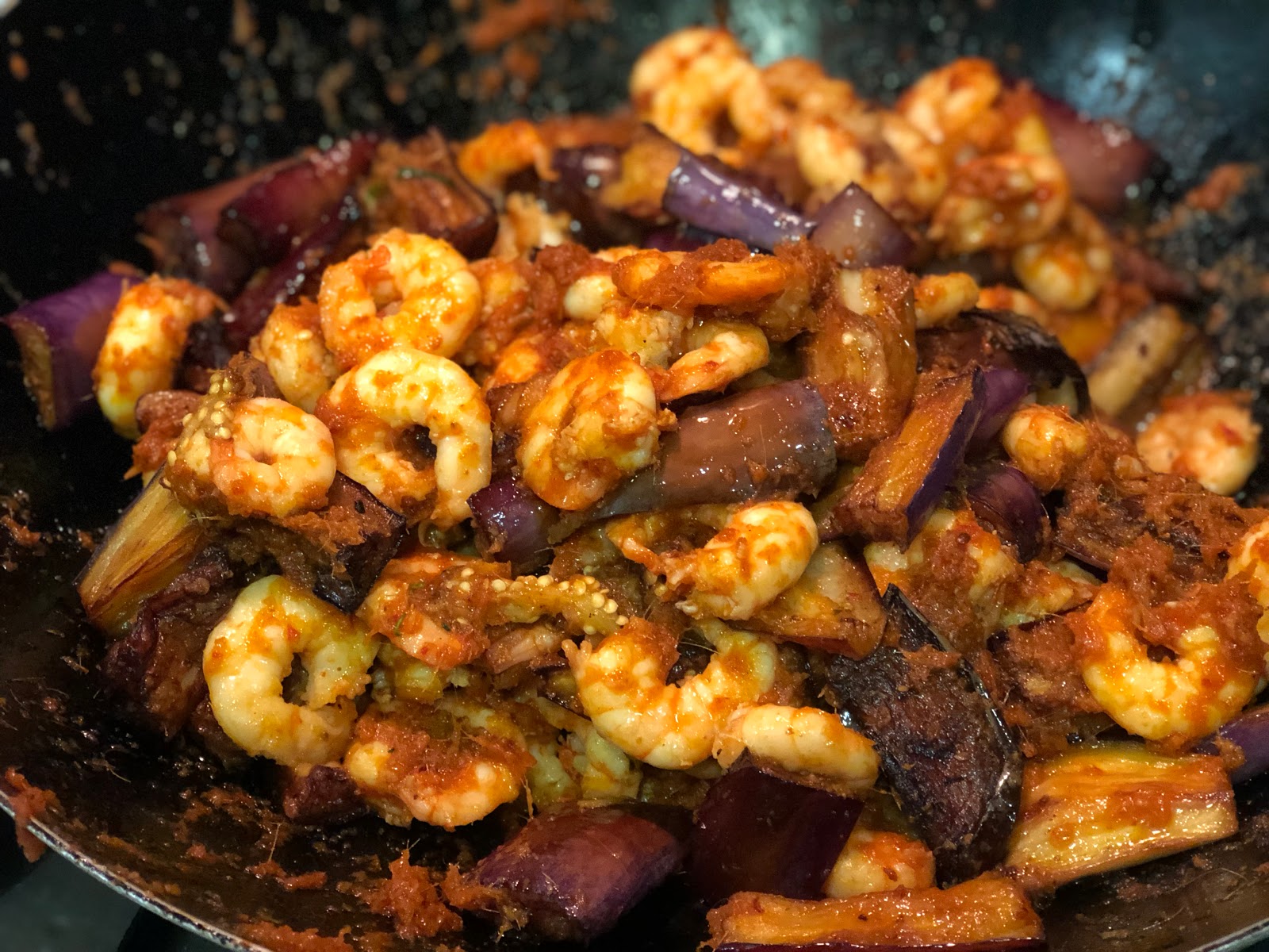 Sambal Prawns and Brinjal - The Food Canon