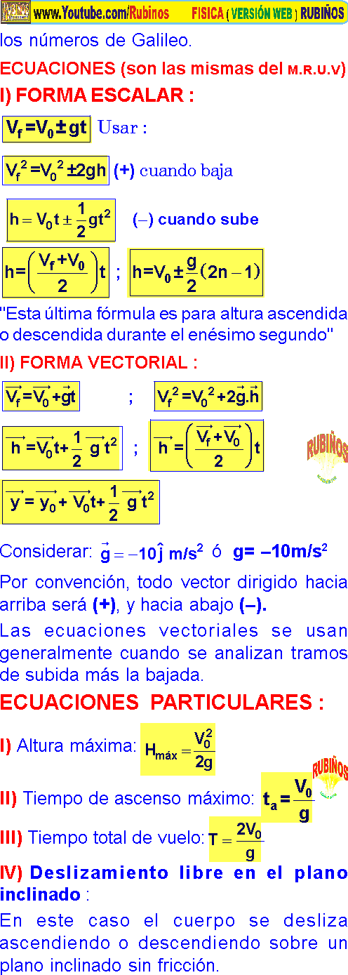 MOVIMIENTO VERTICAL DE CAÍDA LIBRE FÓRMULAS Y EJEMPLOS