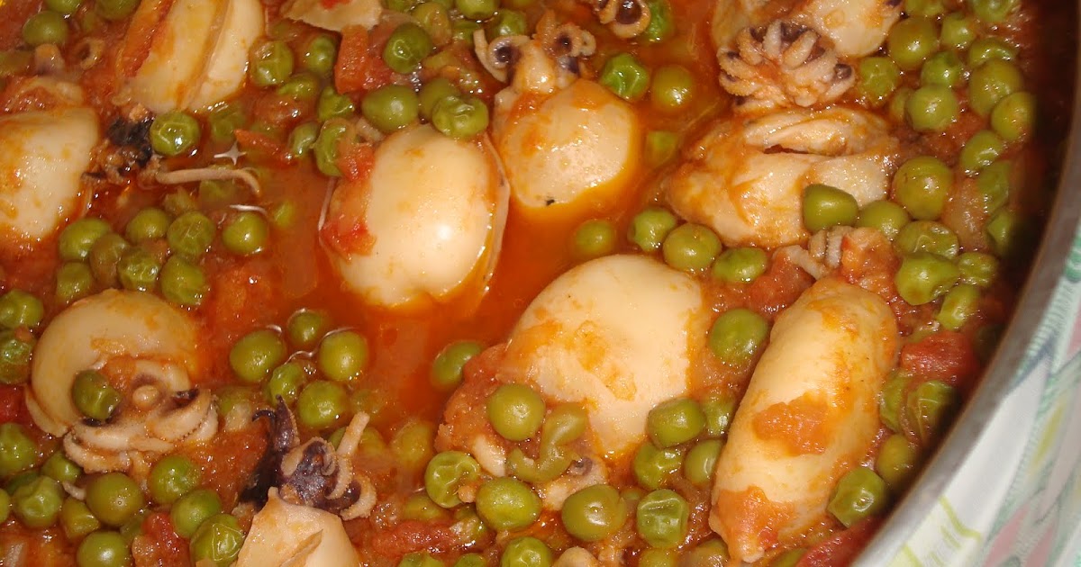 Receitas de Portugal: Choquinhos guisados com ervilhas