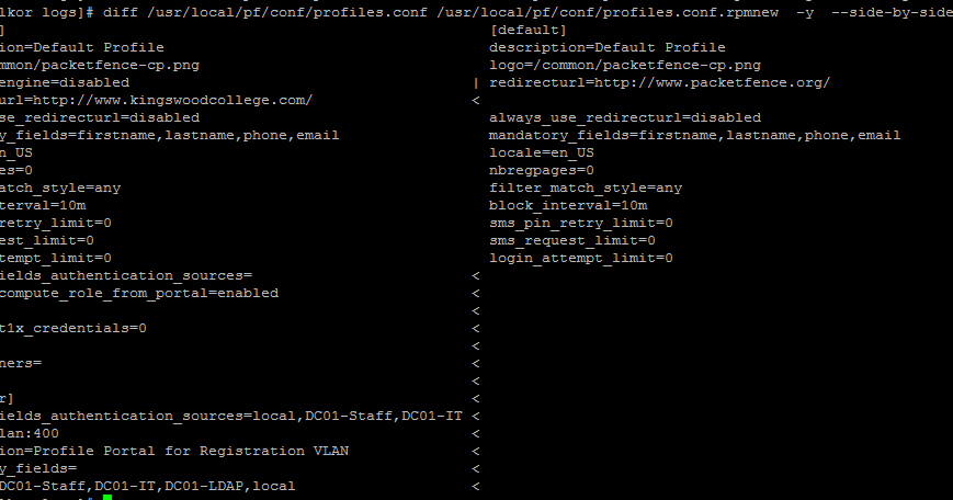 School Sysadmin: Upgrading PacketFence 5.4.0 to 5.5.1