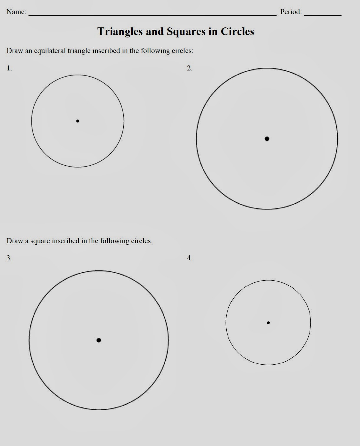 Mr. Matt's Math Classes: Assignment - Triangles and Squares in Circles