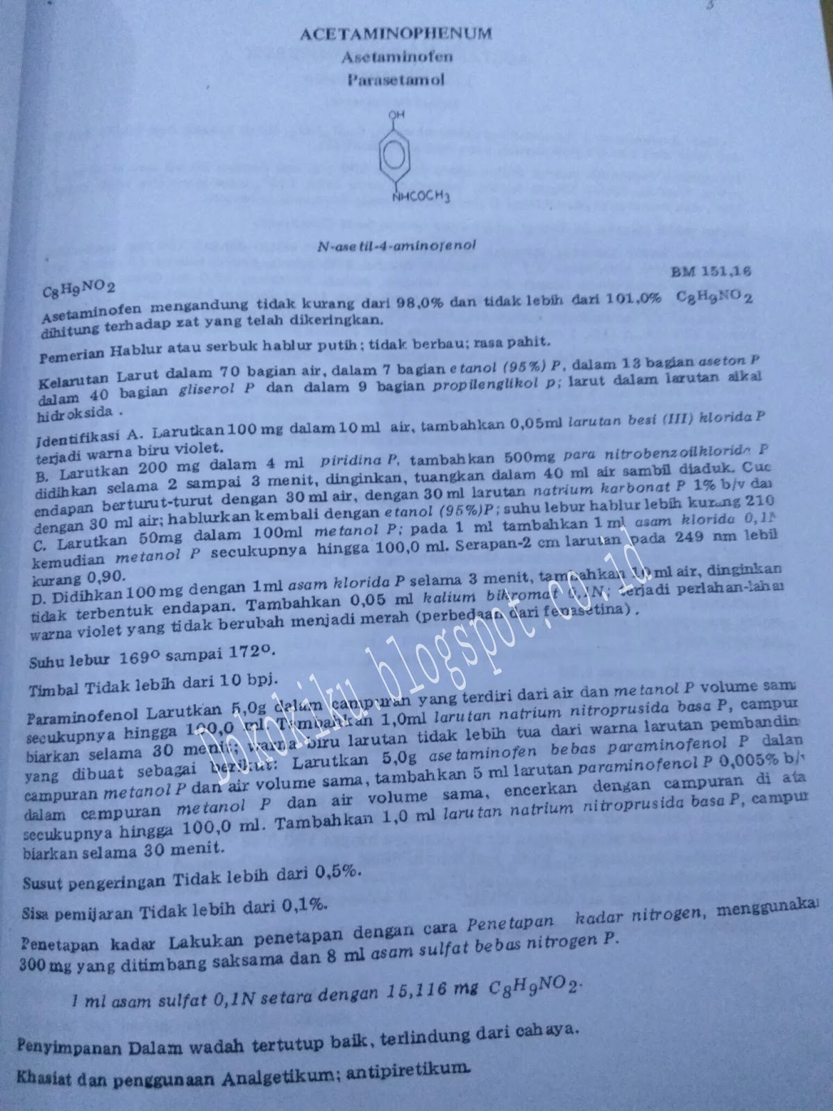 Blogdodo : Pemerian, kelarutan, penyimpanan , khasiat ACETAMINOPHENUM ...