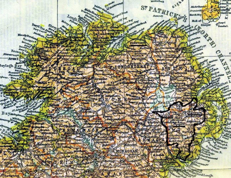 Lisburn County Map Area - Map of Ireland City Regional Political