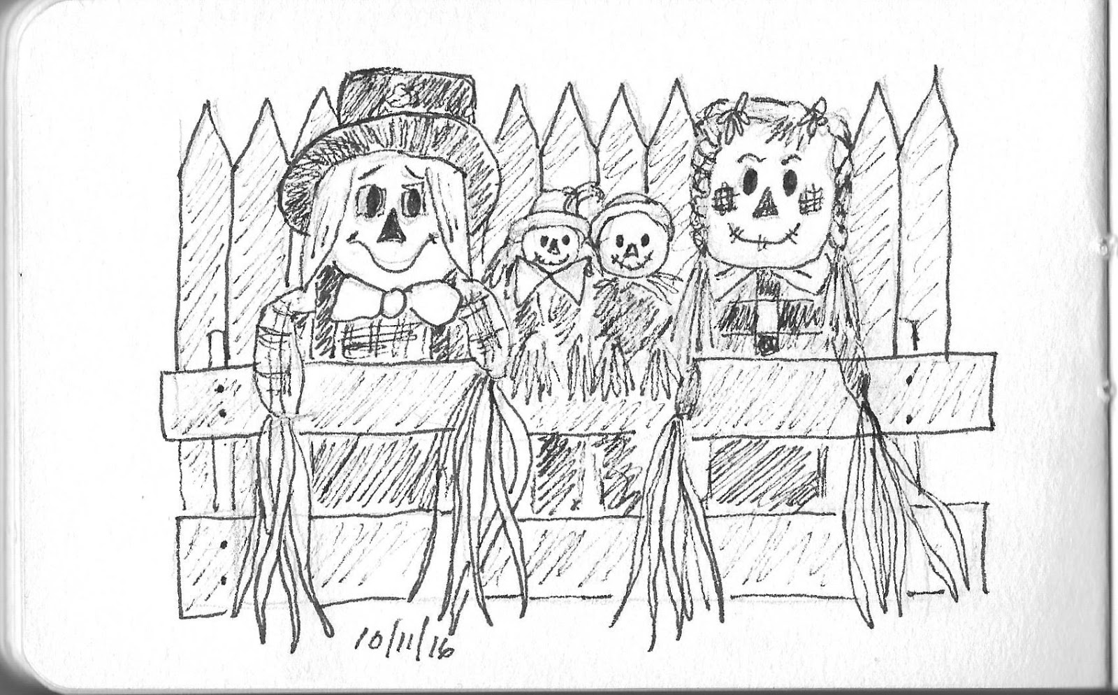 iSketch4Fun: Inktober Sketch 11 - Scarecrows at the Whistle Stop