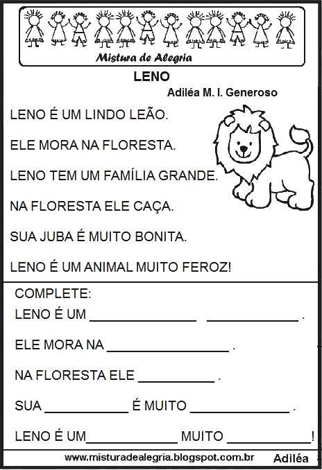 PEQUENOS TEXTOS PARA ALFABETIZAÇÃO 1º ANO - Mistura de Alegria