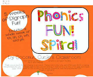 Coconut Cutie's Classroom: Phonics Fun Spiral Digraphs A-5 week Unit
