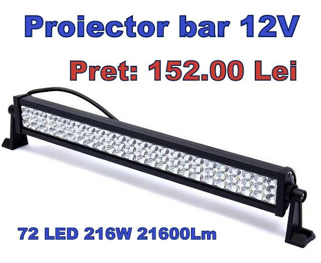 American Deals: Proiector LED bar auto off road 216W 12V - pret 152.00 lei