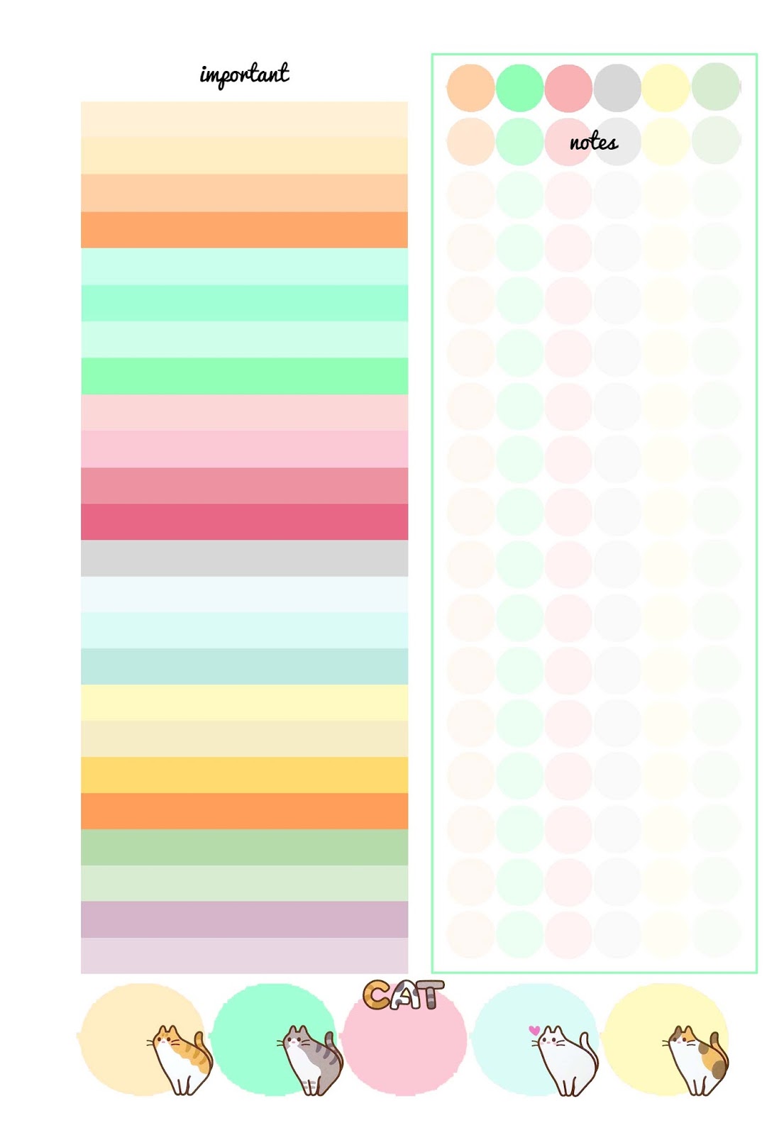 PB and J Studio: Free Printable Inserts PASTEL CATS | A5 | Divider Week ...