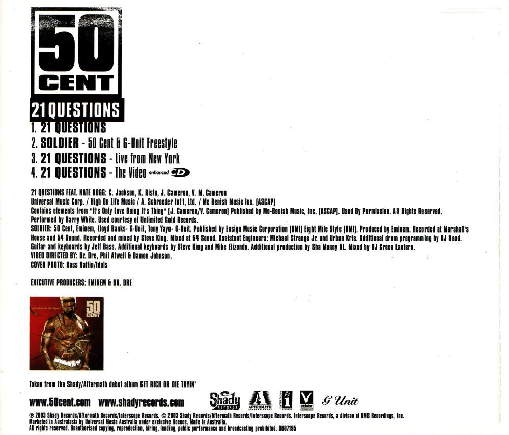 highest level of music: 50 Cent - 21 Questions-(AU_CDS)-2003-hlm