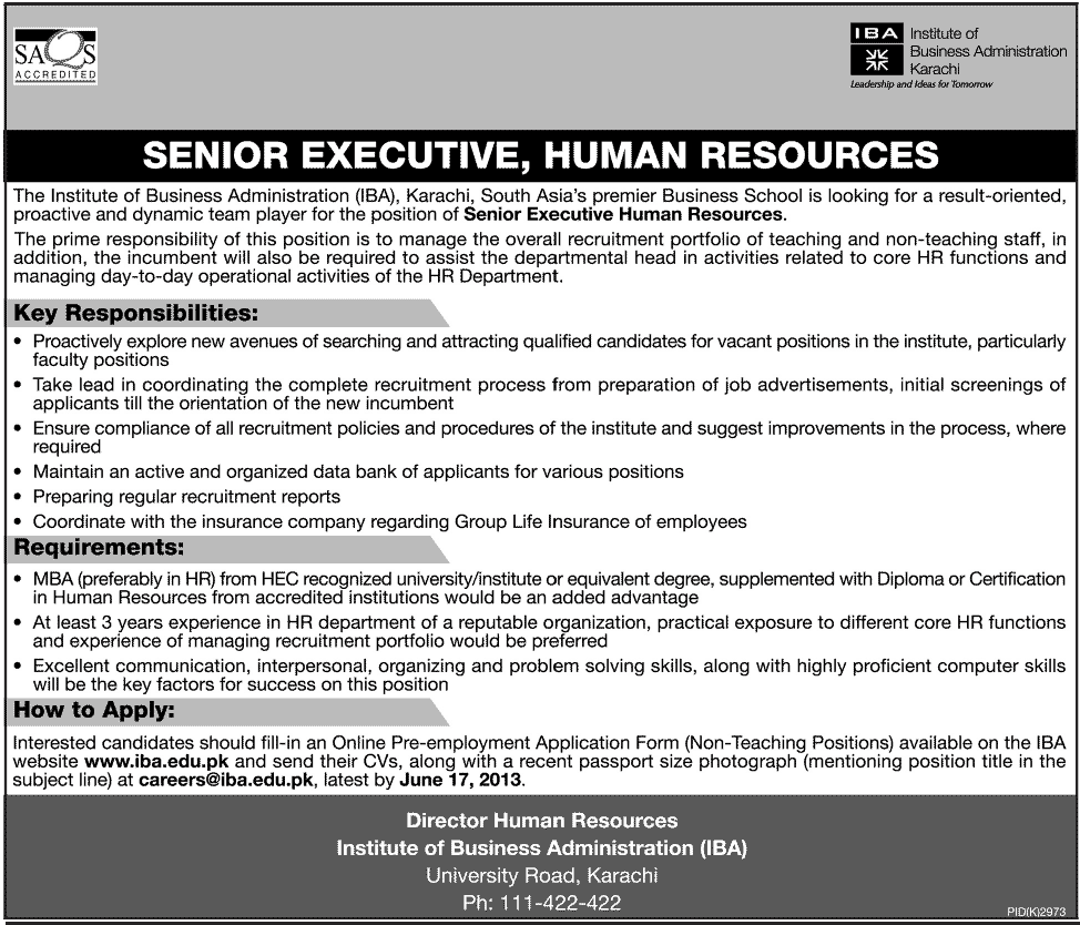 Senior Executive Human Resources Job in Institute of Business ... Senior Executive Human Resources Job in Institute of Business ...