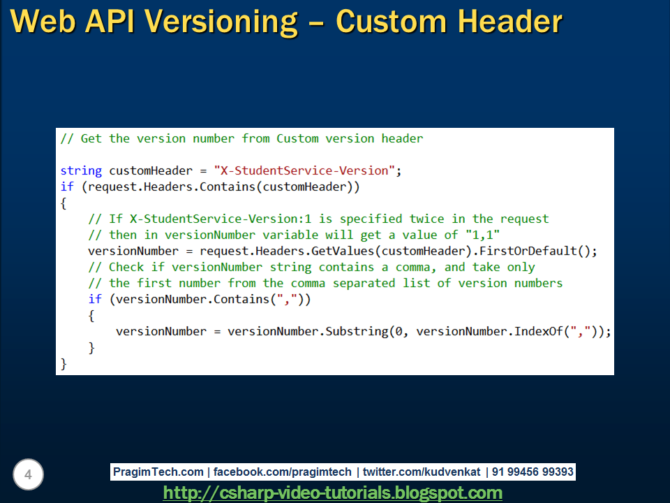 Sql server, .net and c# video tutorial: Web API versioning using a ... Sql server, .net and c# video tutorial: Web API versioning using a ...