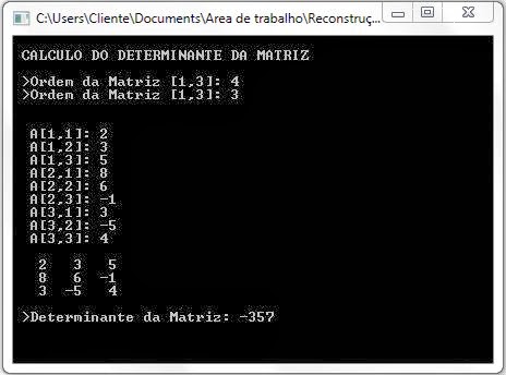 Programando em Pascal, C/C++ e Java: Determinante da matriz em Pascal