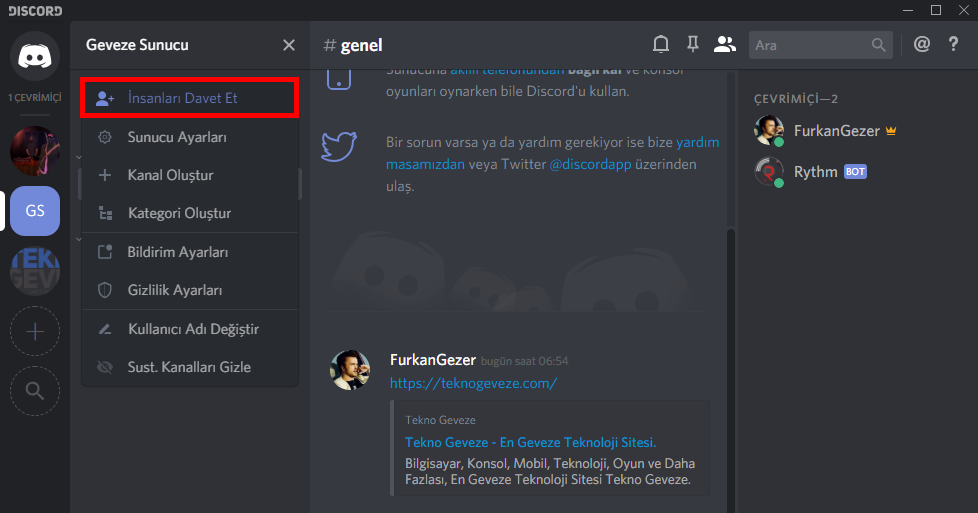 Discord Sınırsız Kalıcı Davet Linki Oluşturmak