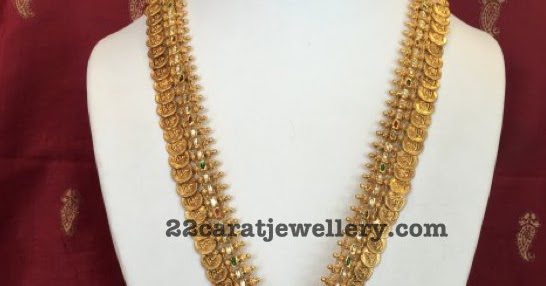 112 Grams Kasu Mala with Jhumkas - Jewellery Designs