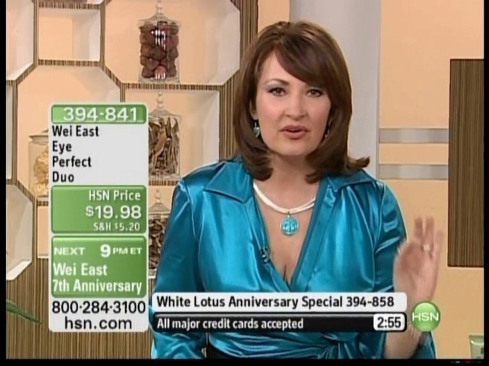 Ladies in Satin Blouses: Collen Lopez - teal satin blouse