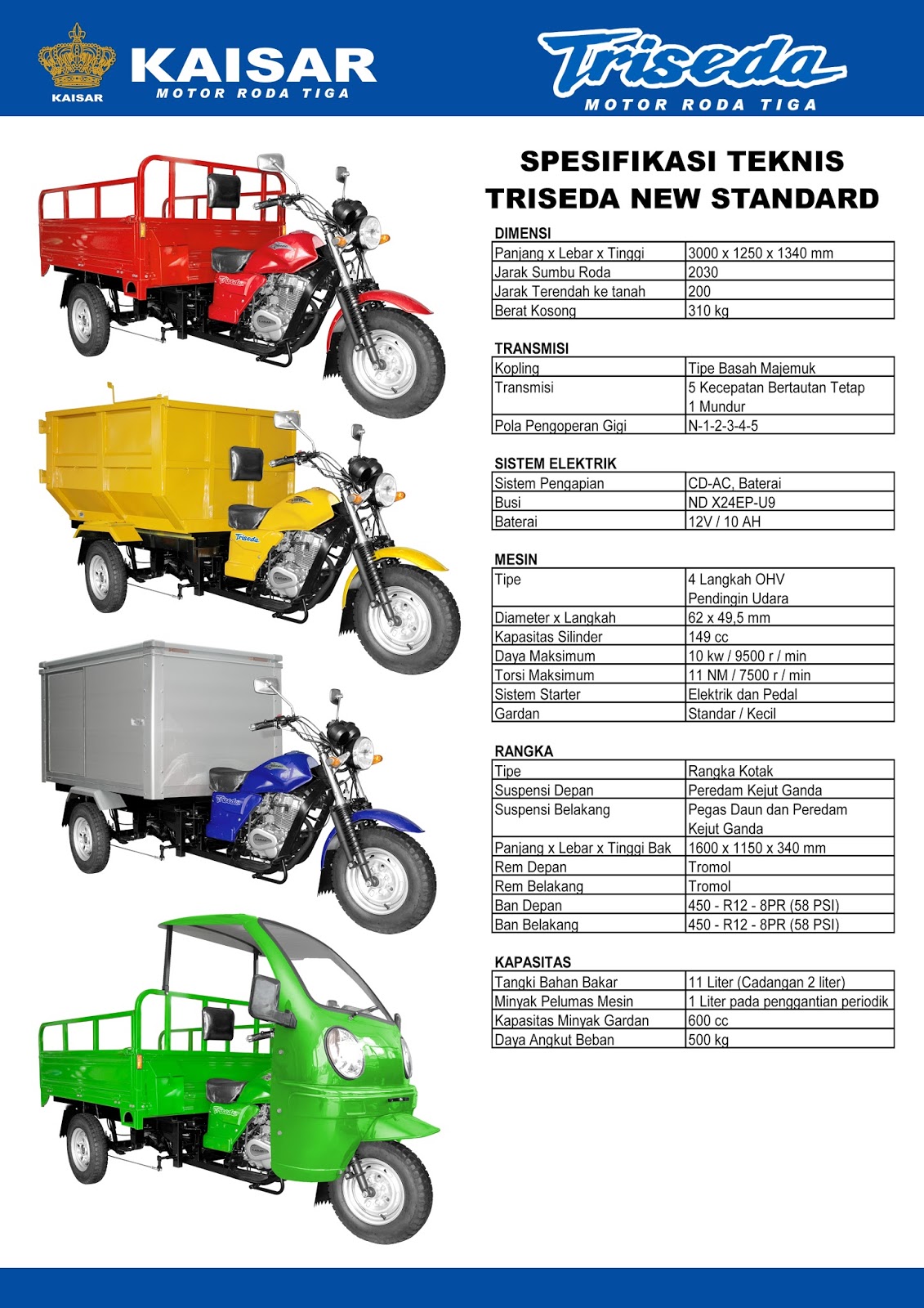 Brosur Motor Roda Tiga Terkuat Triseda 250cc - Motor Roda 3 Triseda