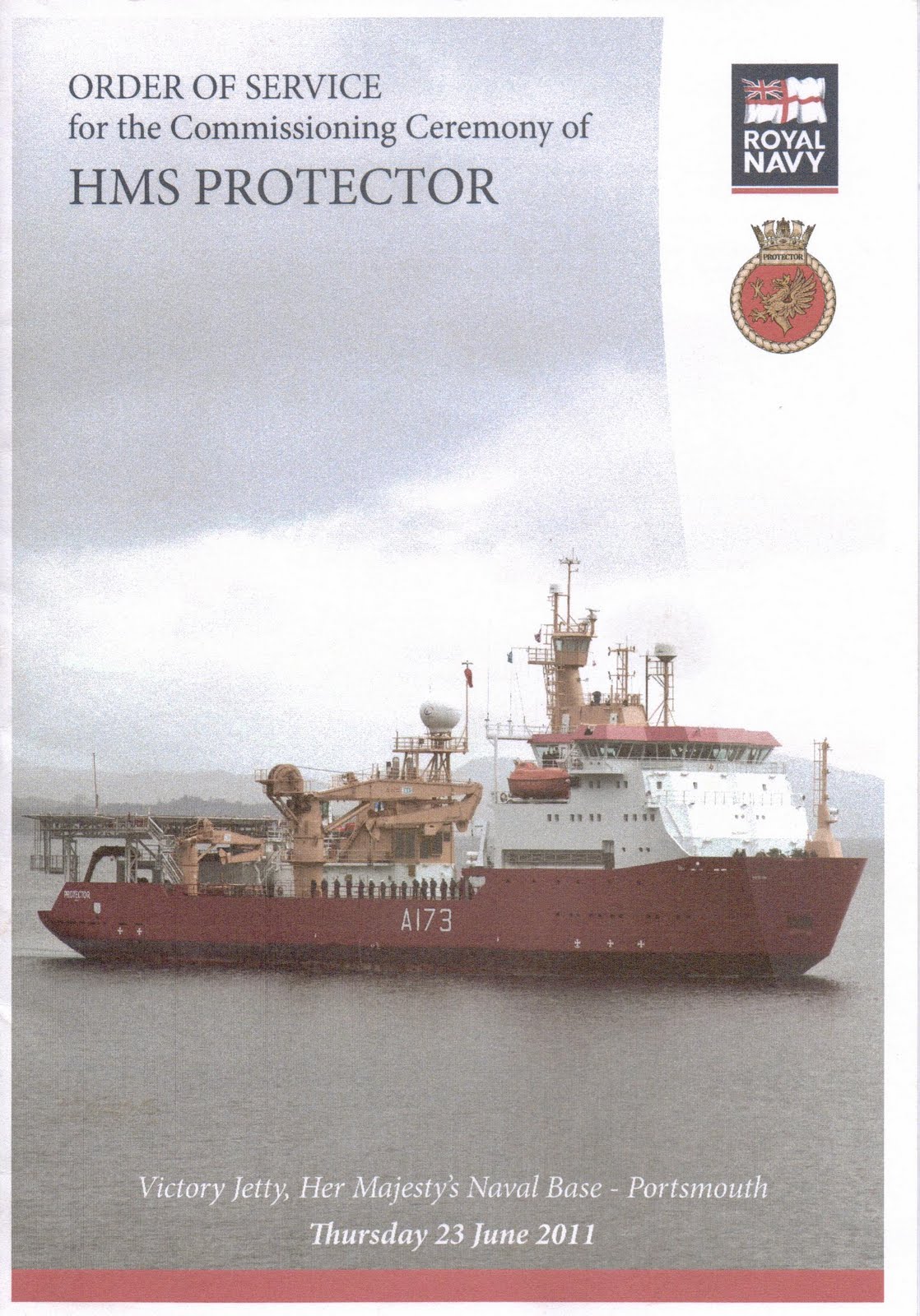 Hon Sec FIA blog: HMS Protector Commissioned