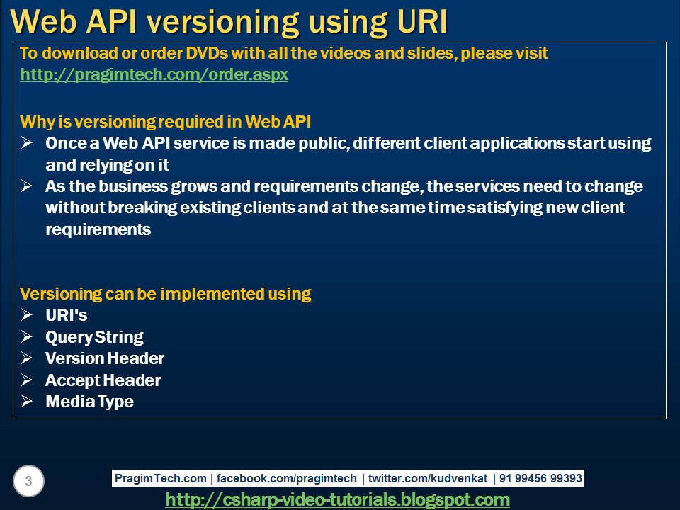 Sql Server Net And C Video Tutorial Web Api Versioning Using Uri
