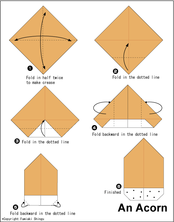 An Acorn - Easy Origami instructions For Kids