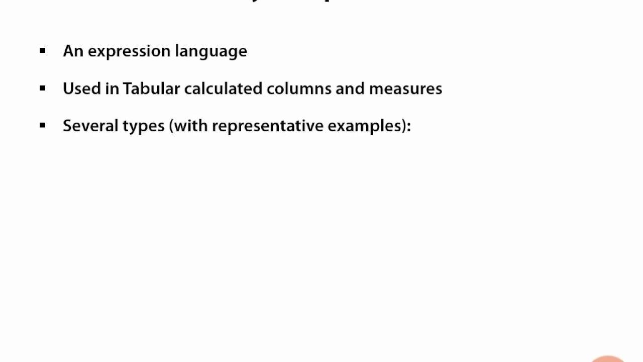 Data analysis expressions