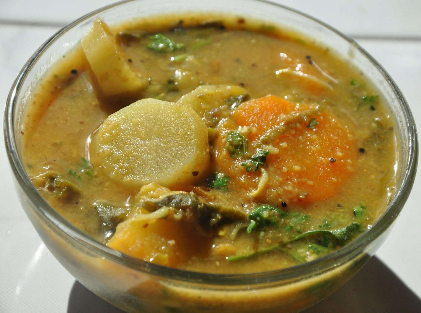 Mixed Vegetable Sambhar with Sprouted Fenugreek