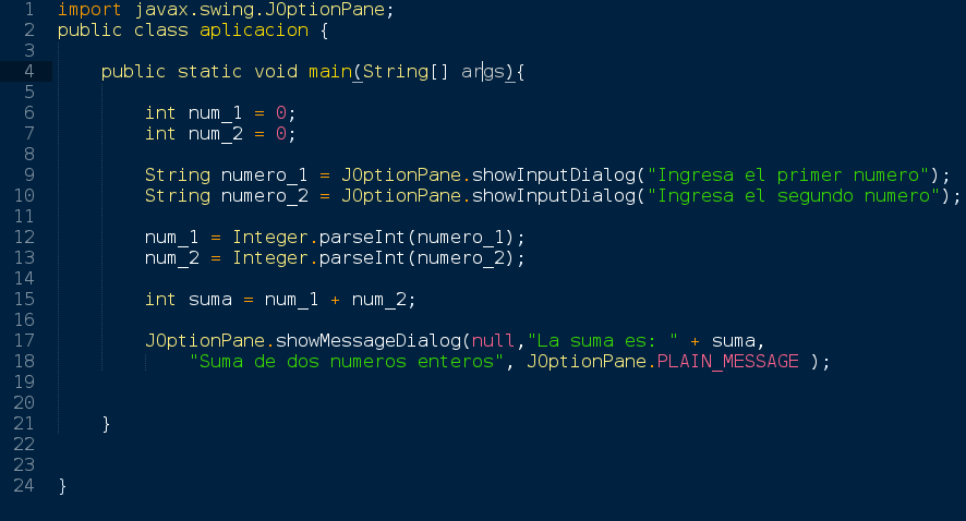 Ingeniero en Proceso: Suma de 2 números con JOptionPane Java