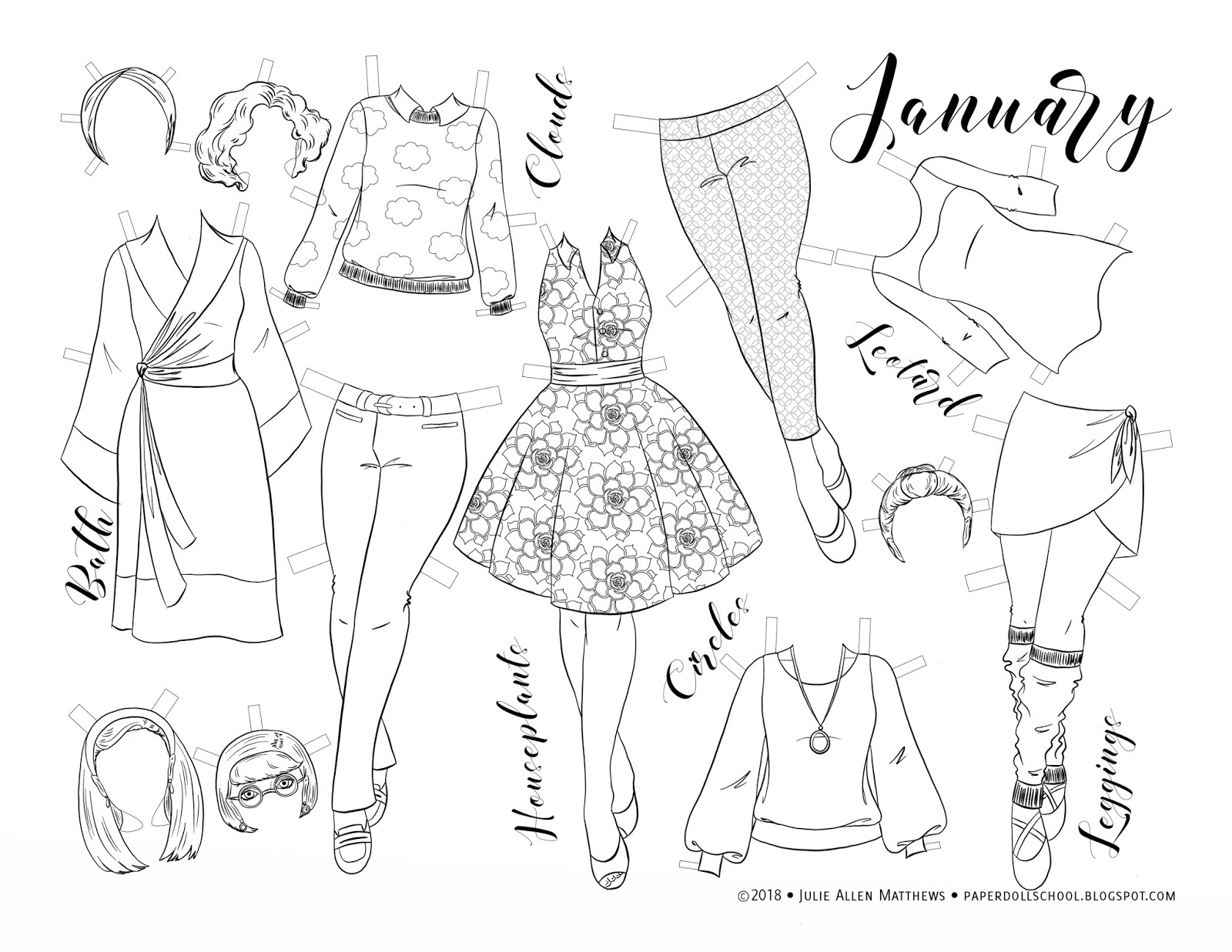 Paper Doll School: January Paper Doll - Set 3