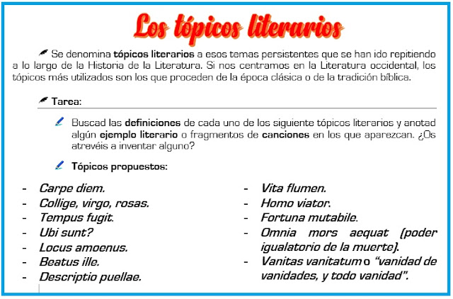 LENGUA DE TRAPO: Primer trabajo sobre los tópicos literarios