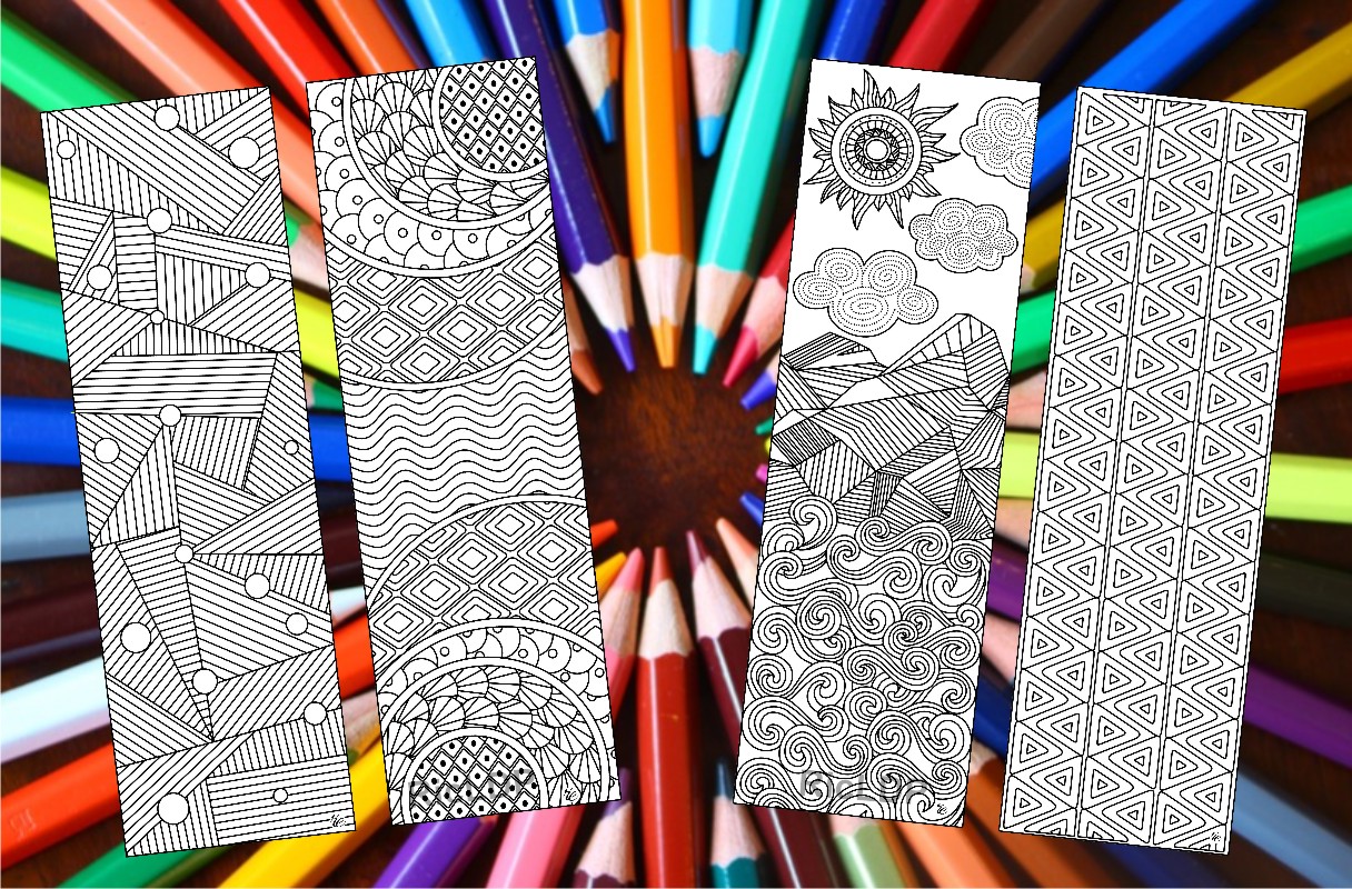 RicLDP Artworks: Coloring Bookmarks with Calming Patterns Set 1