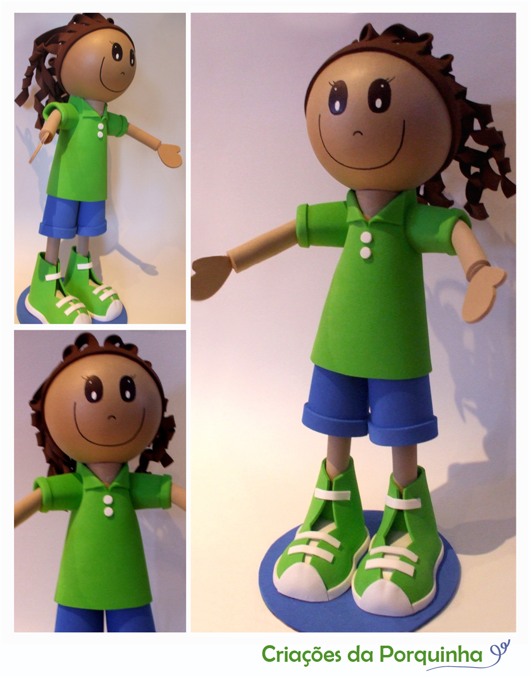 Criações da Porquinha: Boneco EVA cabelo radical